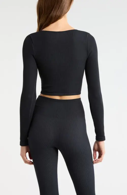 Lunya Seamless Flow Long Sleeve Pajama Top - Immersed Black
