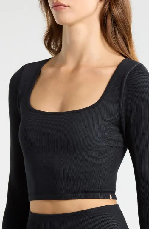 Lunya Seamless Flow Long Sleeve Pajama Top - Immersed Black