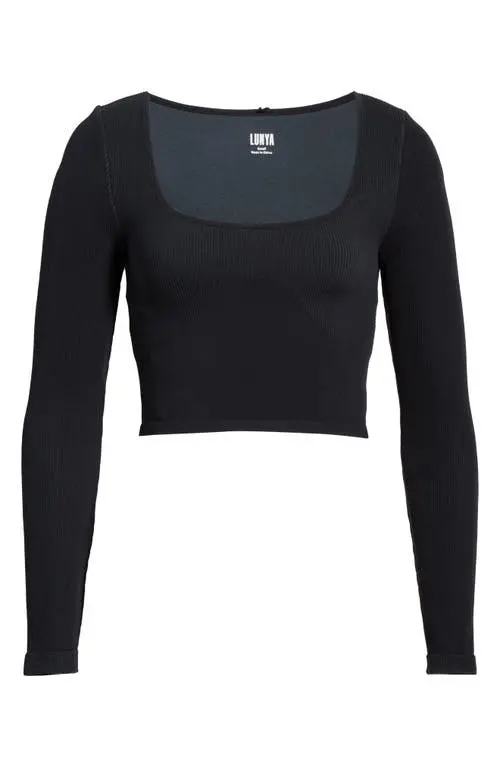 Lunya Seamless Flow Long Sleeve Pajama Top - Immersed Black
