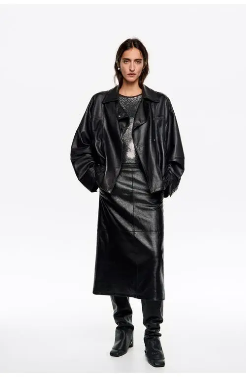 Bimba Y Lola Oversized Leather Jacket