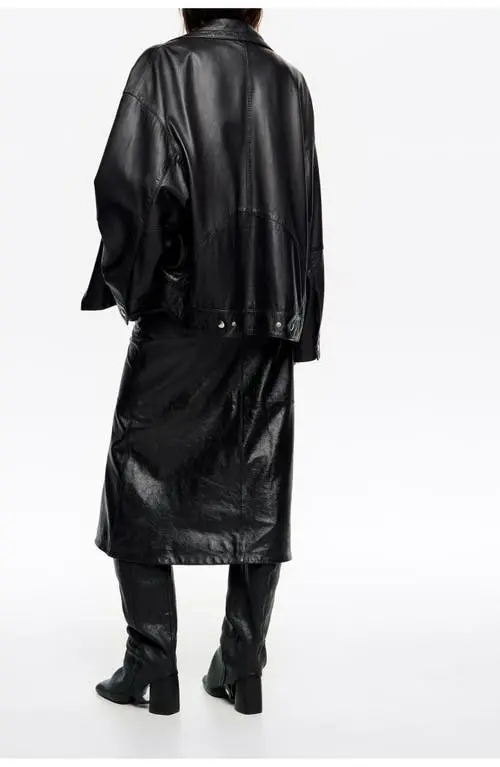 Bimba Y Lola Oversized Leather Jacket