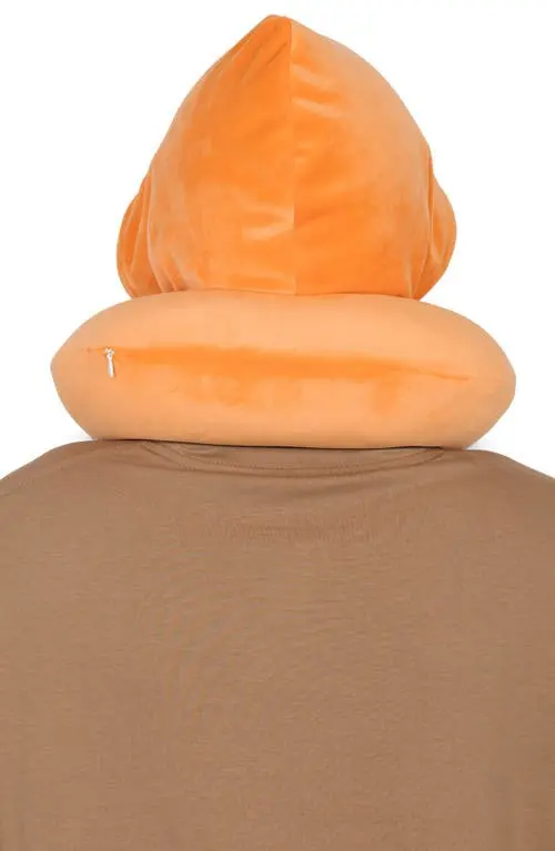 VON DUTCH Pinstripe Hooded Memory Foam Travel Neck Pillow - Orange