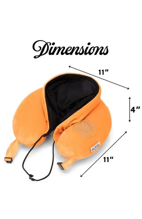 VON DUTCH Pinstripe Hooded Memory Foam Travel Neck Pillow - Orange