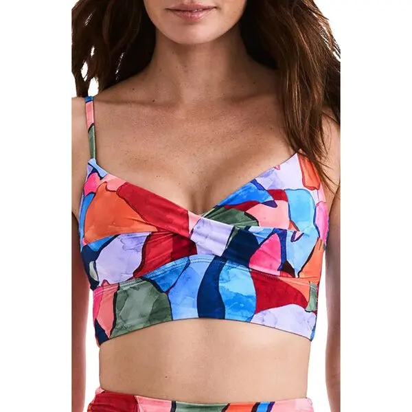 MIMI FLAMINGO Jamie Cross Front Longline Bikini Top - Eden