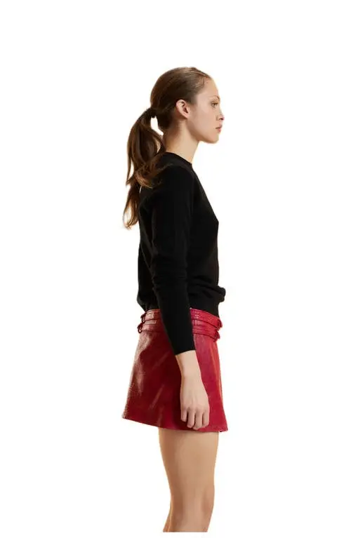Cynthia Rowley Leather Wrap Mini Skirt - Red