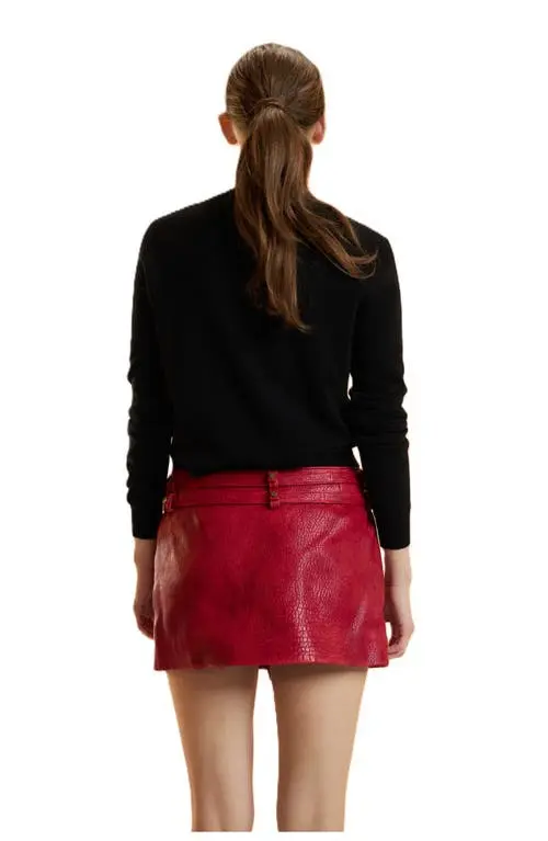 Cynthia Rowley Leather Wrap Mini Skirt - Red