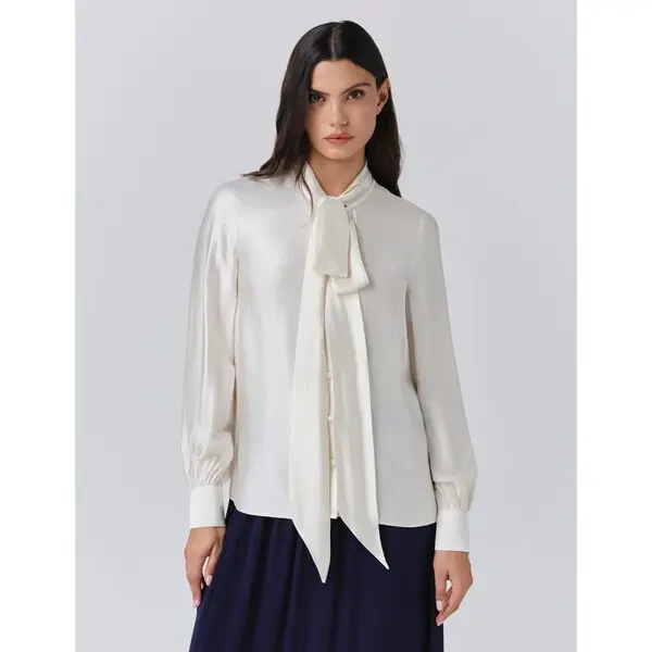 GHOST LONDON Satin Tie Neck Blouse