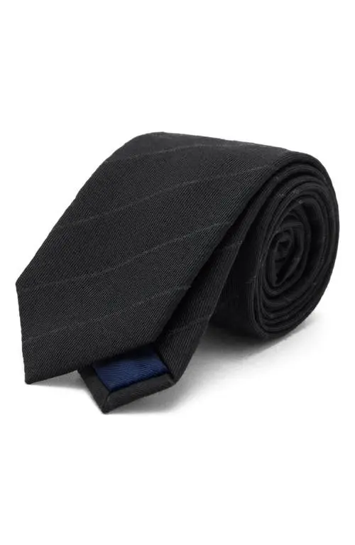 Mango Stripe Wool Blend Tie - Black