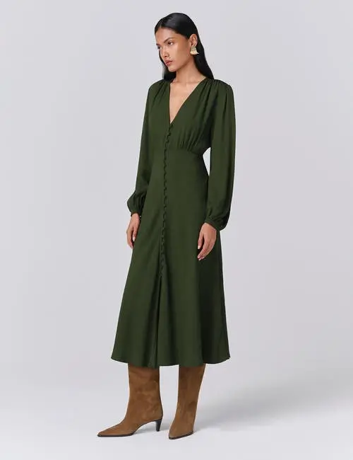 GHOST LONDON Francesca Crepe Midi Dress
