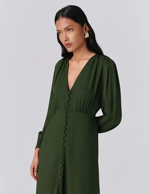 GHOST LONDON Francesca Crepe Midi Dress