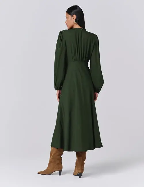 GHOST LONDON Francesca Crepe Midi Dress