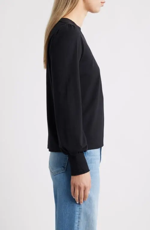 Caslon Blouson Sleeve Cotton Blend Top - Black