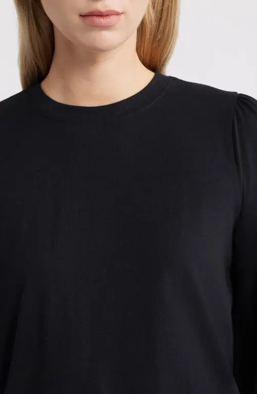 Caslon Blouson Sleeve Cotton Blend Top - Black