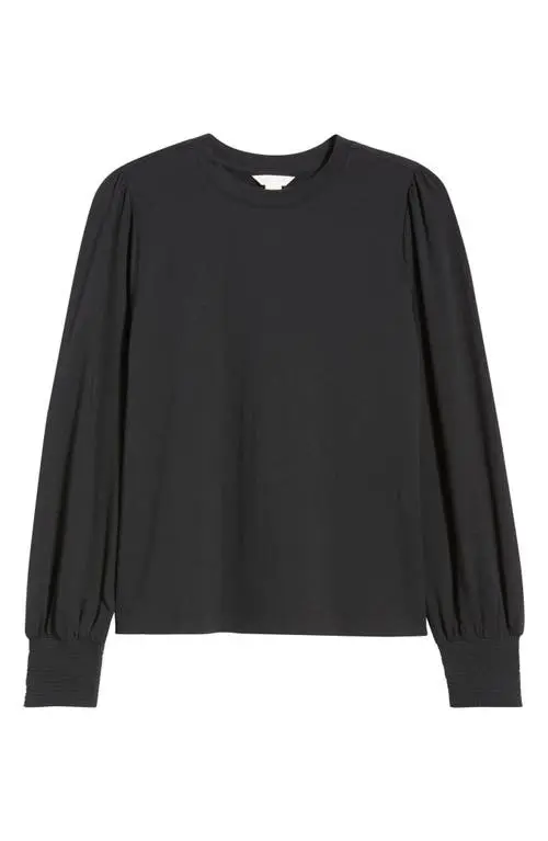Caslon Blouson Sleeve Cotton Blend Top - Black
