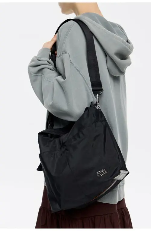 Bimba Y Lola Nylon Paper Bag With Bow Detail - Black