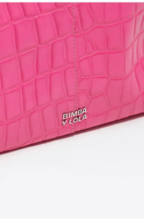 Bimba Y Lola Mock Croc Large Leather Shopper Bag - Fuchsia