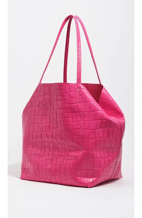 Bimba Y Lola Mock Croc Large Leather Shopper Bag - Fuchsia