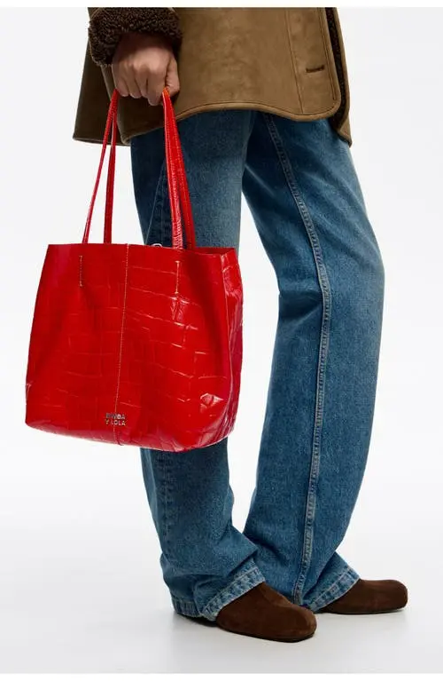 Bimba Y Lola Medium Croc Effect Leather Shopper Bag