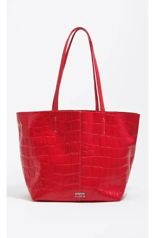 Bimba Y Lola Medium Croc Effect Leather Shopper Bag