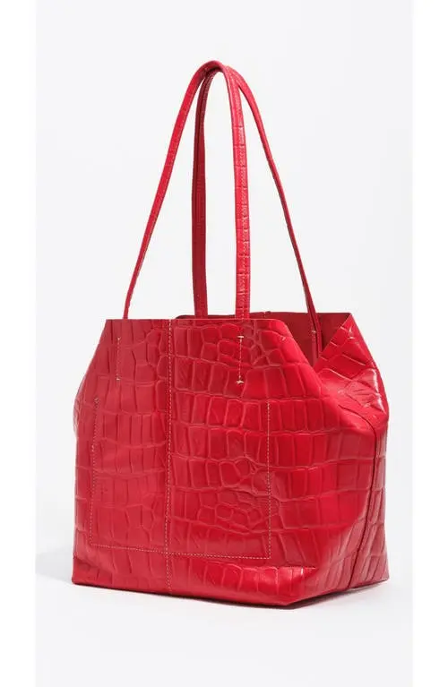 Bimba Y Lola Medium Croc Effect Leather Shopper Bag