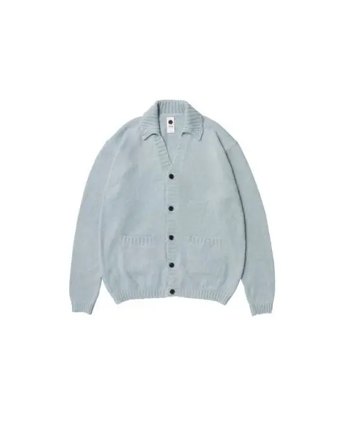 VOWELS Relaxed Fit Alpaca Wool Cardigan - Light Blue