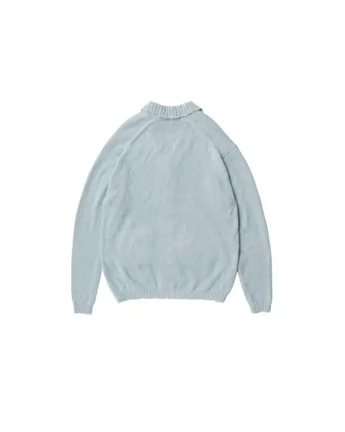 VOWELS Relaxed Fit Alpaca Wool Cardigan - Light Blue