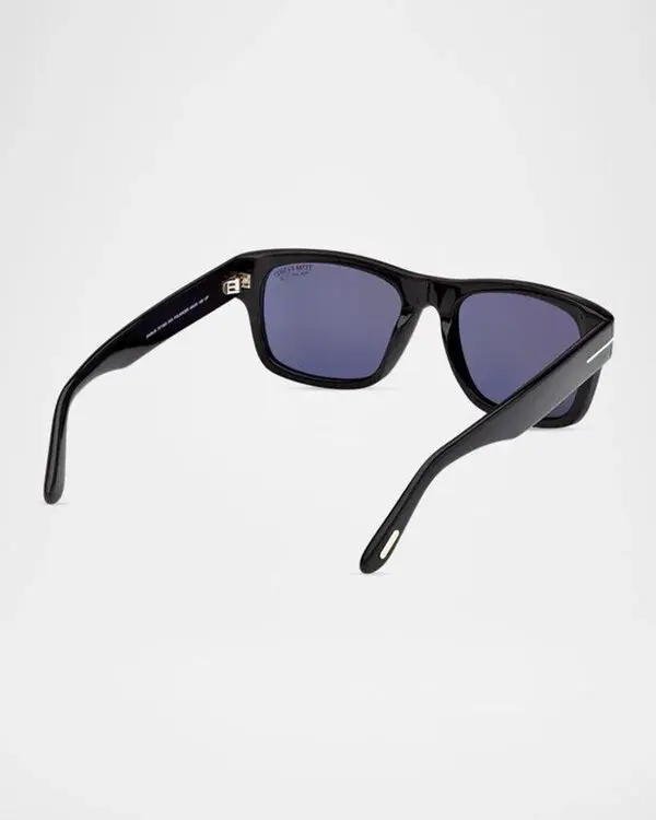 TOM FORD Smith 55mm Rectangular Sunglasses - Shiny Blac