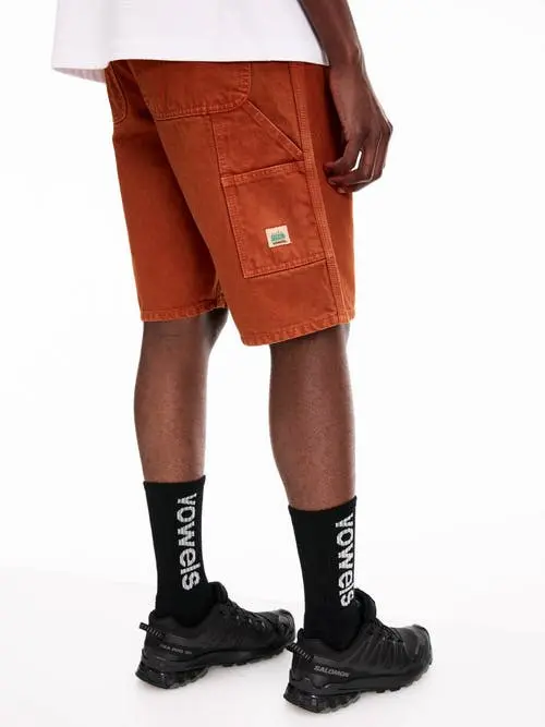 VOWELS Denim Painter Shorts - Persimmon