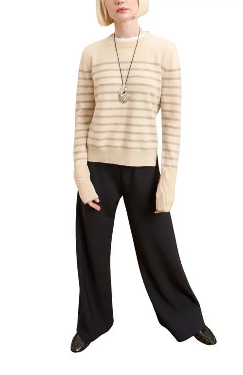 LA LIGNE Lean Lines Striped Cashmere Sweater - Oat/beige