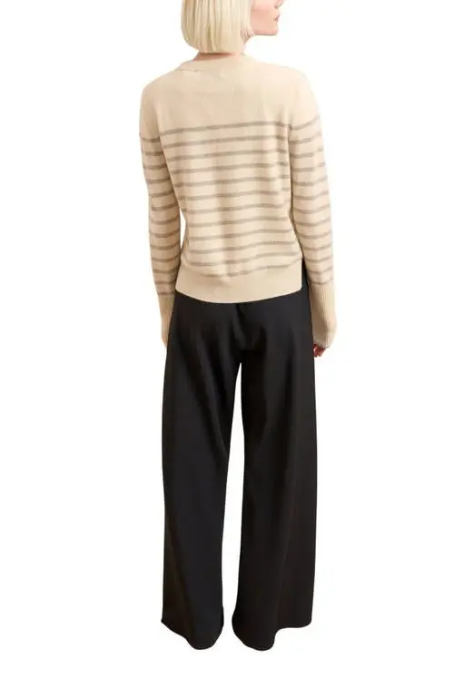 LA LIGNE Lean Lines Striped Cashmere Sweater - Oat/beige