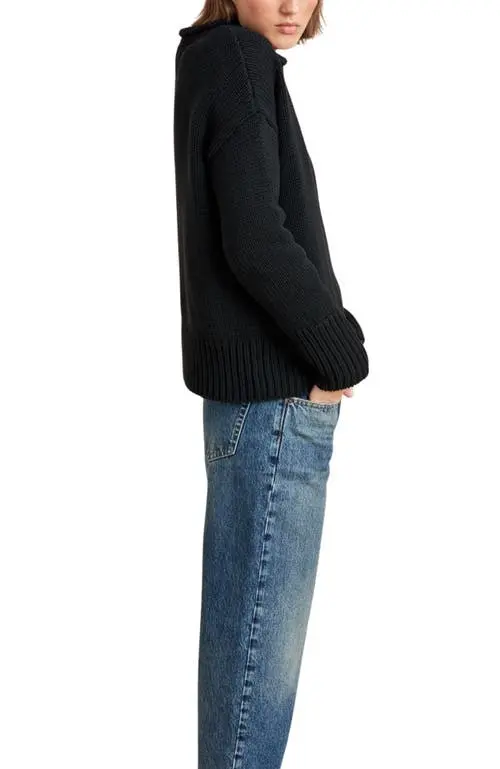 LA LIGNE Marina Rollneck Cotton Sweater - Black