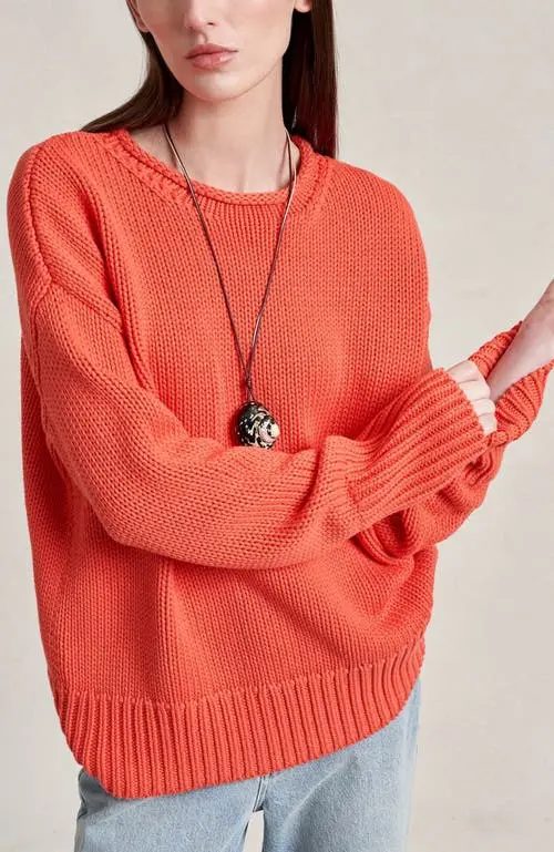 LA LIGNE Marina Rollneck Cotton Sweater - Coral