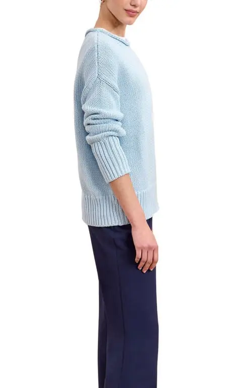LA LIGNE Marina Rollneck Cotton Sweater - Light Blue