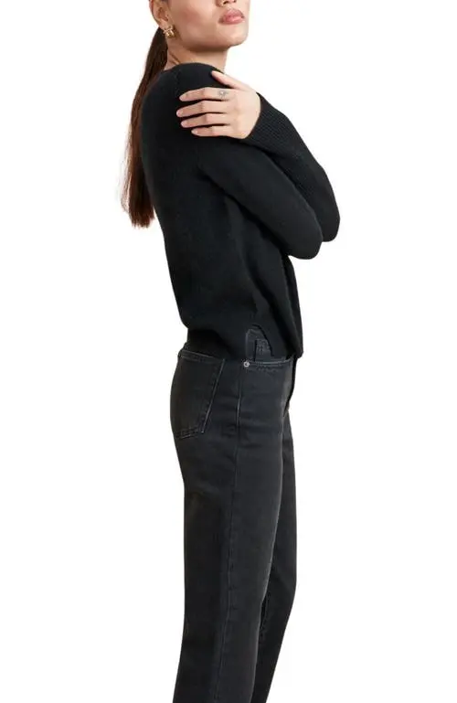 LA LIGNE Solid Lean Lines Cashmere Sweater - Black