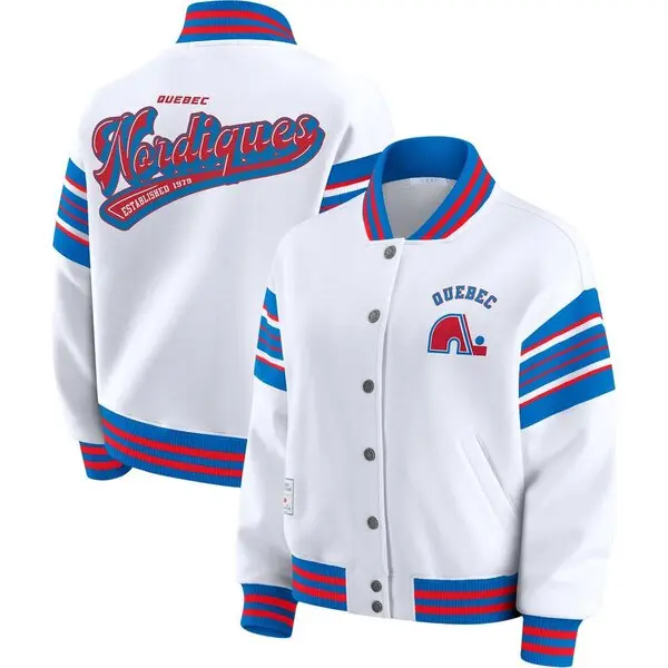 WEAR BY ERIN ANDREWS Quebec Nordiques Fleece Sweatshirt Jacket - Blue