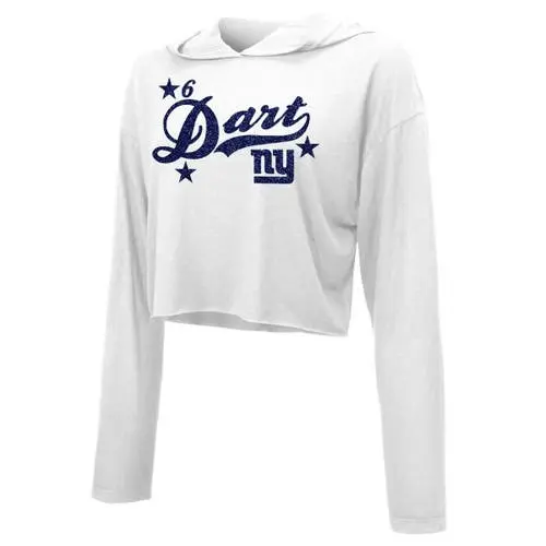 MAJESTIC THREADS Jaxson Dart New York Giants Glitter Wordmark Hoodie - White