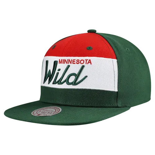 Mitchell & Ness Minnesota Wild Retro Script Colorblock Snapback Hat