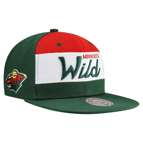Mitchell & Ness Minnesota Wild Retro Script Colorblock Snapback Hat - Green