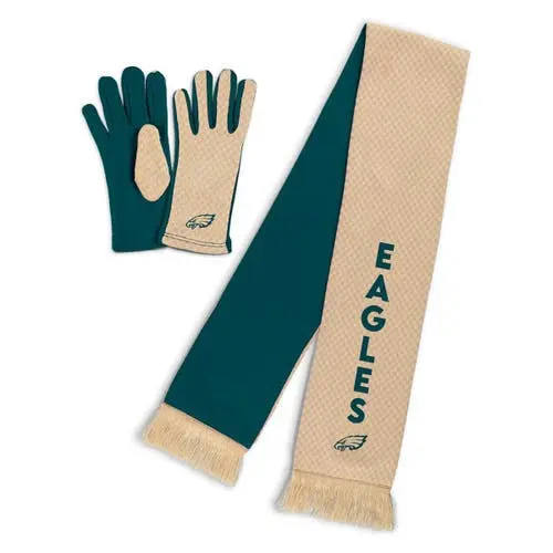 WEAR BY ERIN ANDREWS Philadelphia Eagles Scarf & Glove Set - Tan