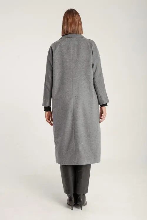 1982 Cashmere Double-breasted Long Coat - Mid Grey