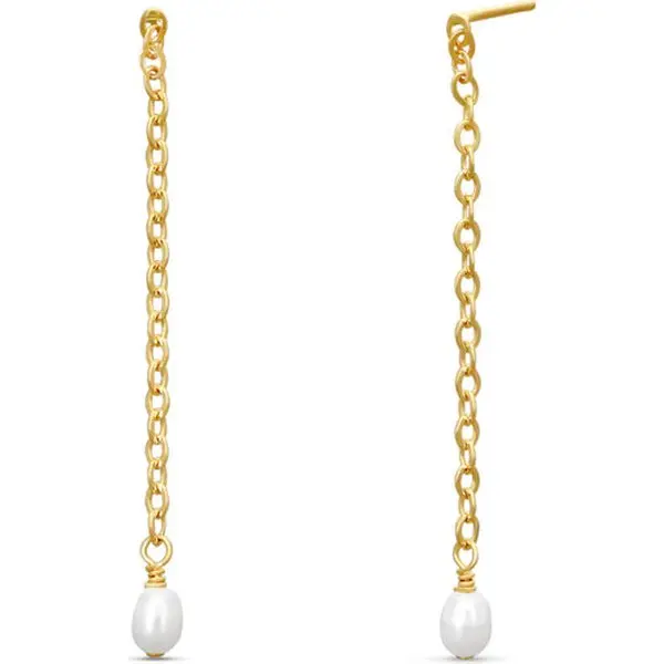 ABLE Iris Long Drop Earrings - Pearl