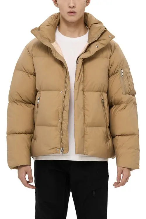 ALPHA STYLE Leverett Cropped Down Puffer - Beige