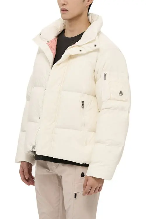 ALPHA STYLE Leverett Cropped Down Puffer - White