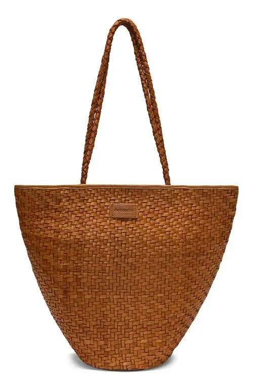 ECOTORIE Cotorie Arlington Woven Leather Bucket Bag - Tan