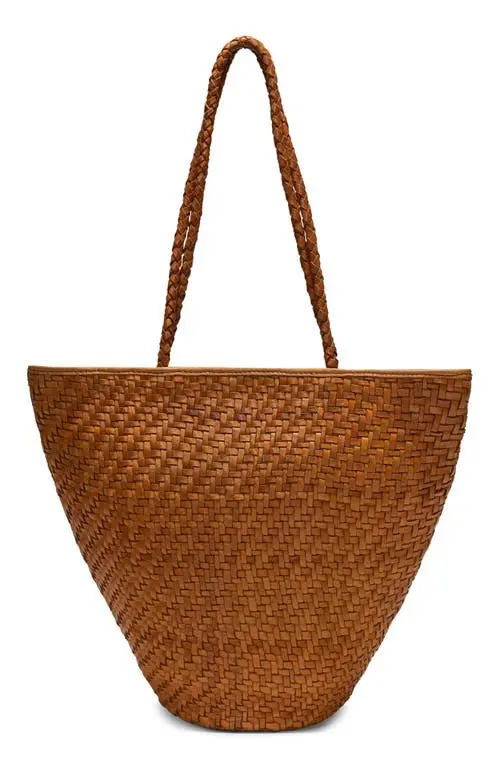 ECOTORIE Cotorie Arlington Woven Leather Bucket Bag - Tan