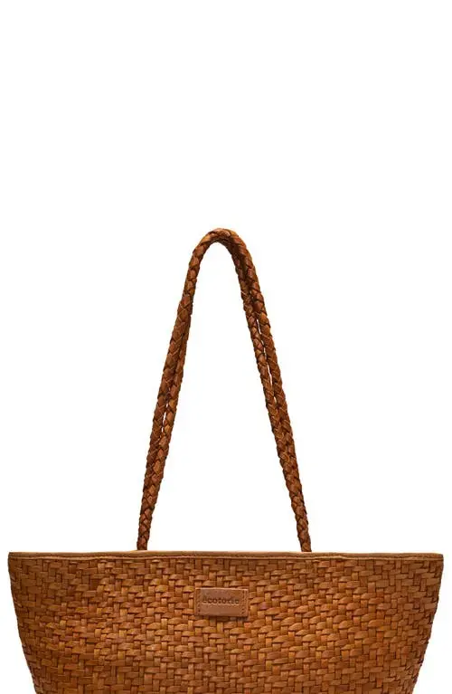 ECOTORIE Cotorie Arlington Woven Leather Bucket Bag - Tan