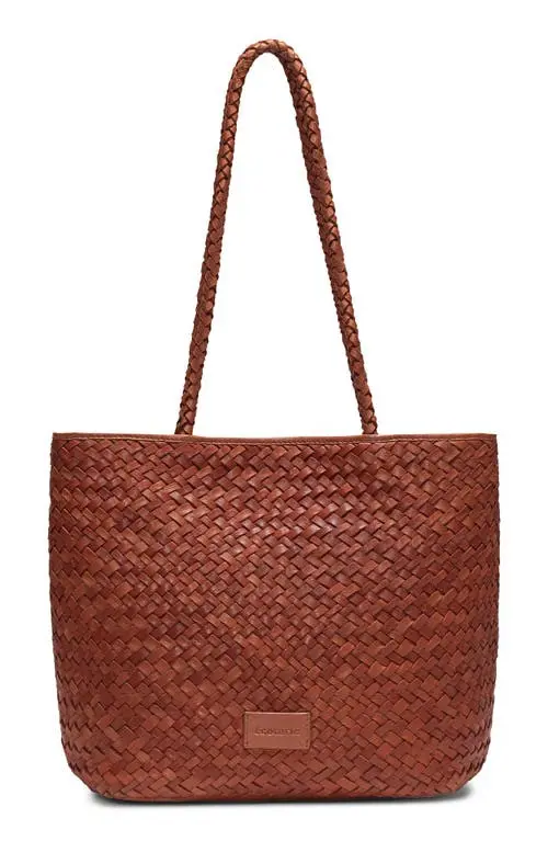 ECOTORIE Lubbock Woven Leather Tote Bag - Brandy
