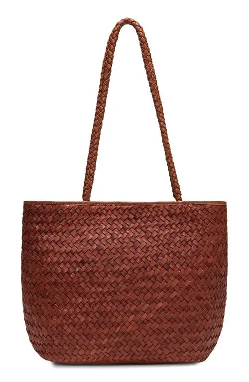 ECOTORIE Lubbock Woven Leather Tote Bag - Brandy