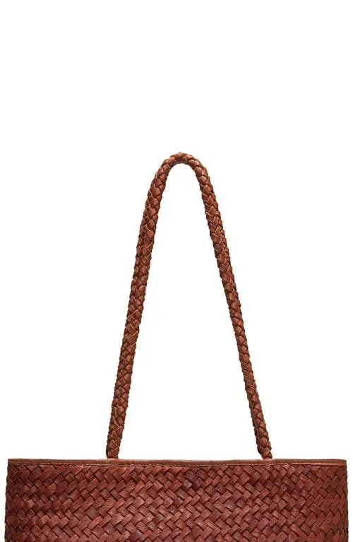 ECOTORIE Lubbock Woven Leather Tote Bag - Brandy
