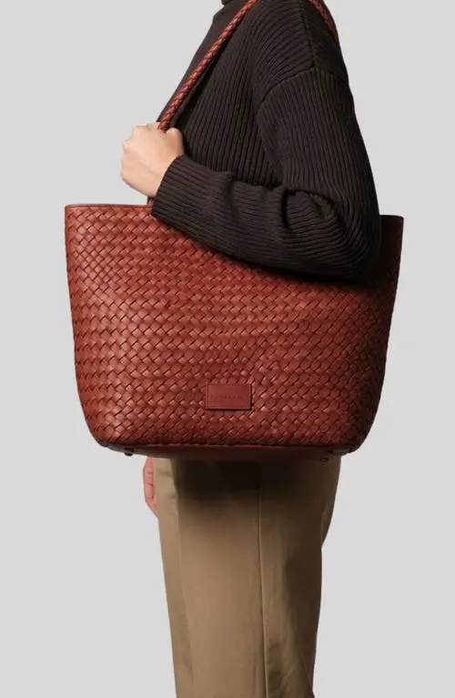 Écotorie Lubbock Woven Leather Tote Bag - Brandy